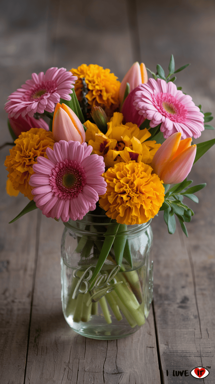 10 Beautiful Mother's Day Mason Jar Flower Arrangements - I Luve It